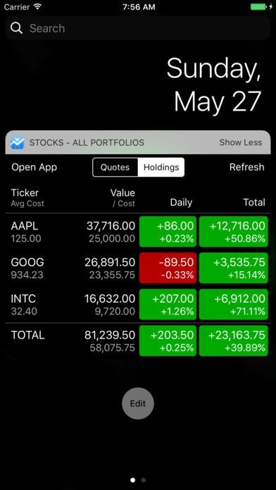 Stocks Widget - Track stock market portfolios and quotes inside the ...